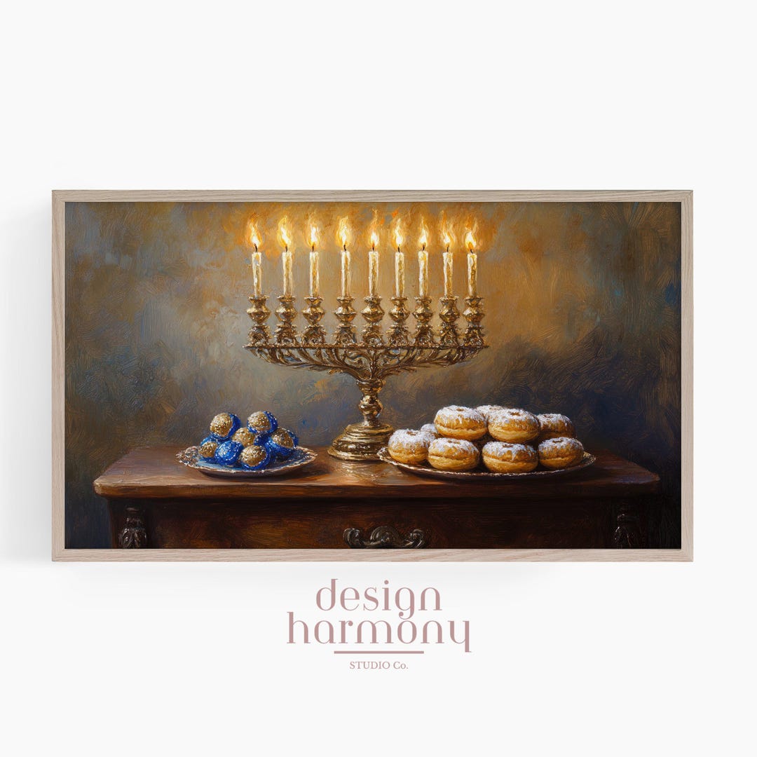 Hanukkah Menorah Art: Jewish Holiday Frame TV Art (digital Download) - Etsy