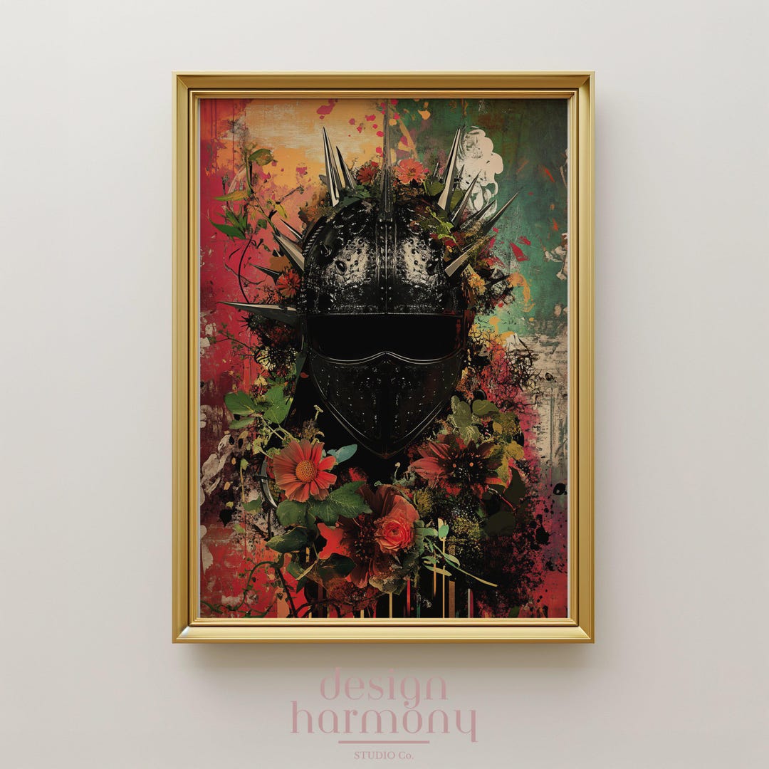 Medieval Helmet Art, Romantic Fantasy Decor, Renaissance Printable Wall ...
