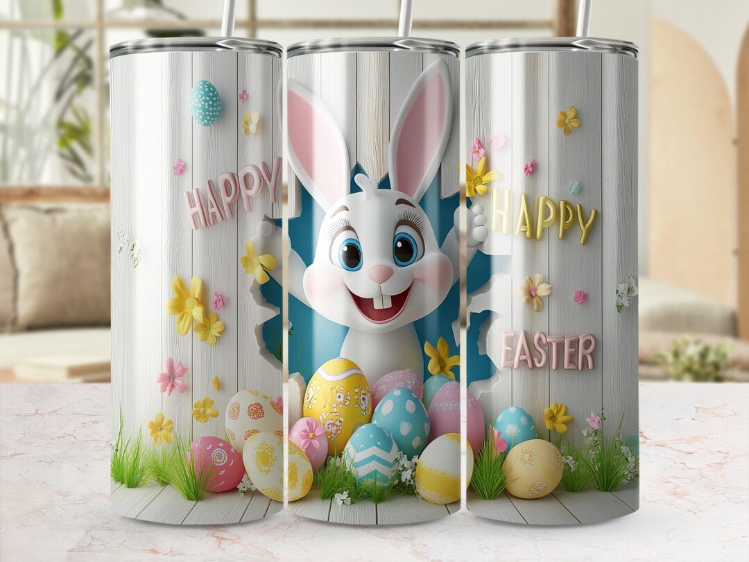 Sublimation Tumbler Design PNG Cute Bunny Easter, Spring Florals ...