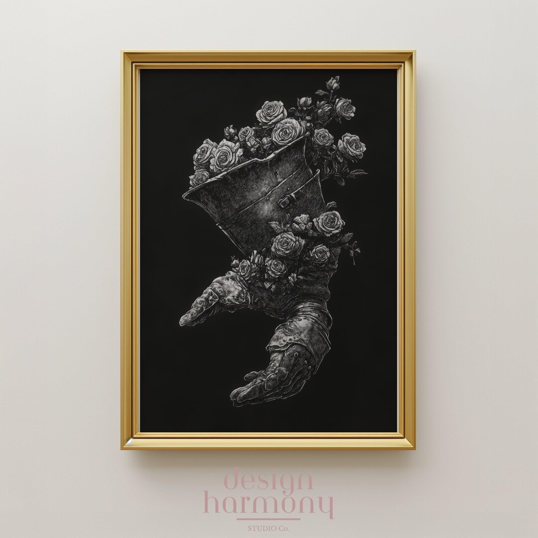 Medieval Armor With Roses, Romantic Gothic Vintage Wall Art ...