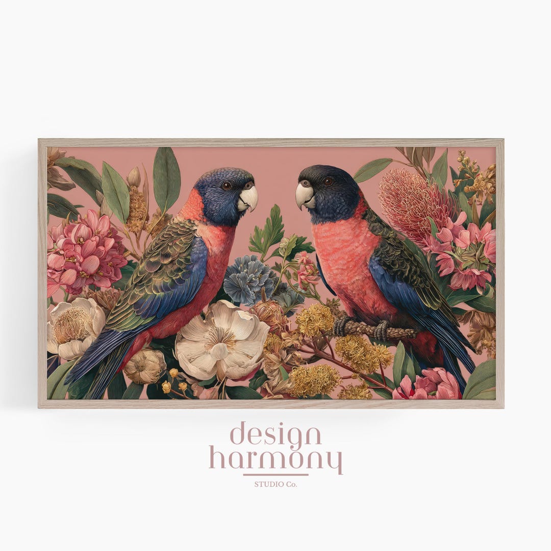 Aussie Christmas Birds Frame TV Art, Festive Rosella Decor (digital ...
