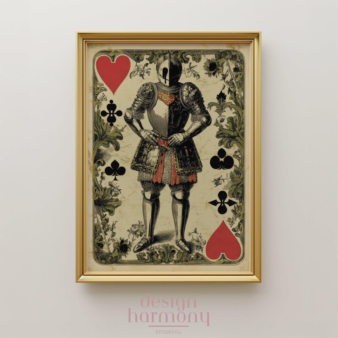 Knights Armor Vintage Playing Card, Romantic Medieval Decor Printable ...
