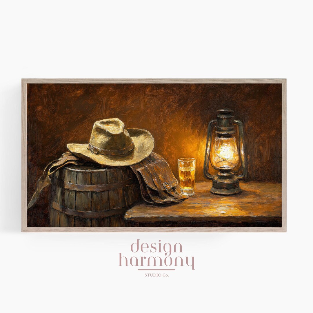 Western Celebration Art, Cowboy Hat and Lantern , Rustic Decor for ...