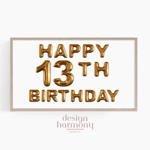 Happy 13th Birthday Banner Digital Illustration, Birthday Decor ...