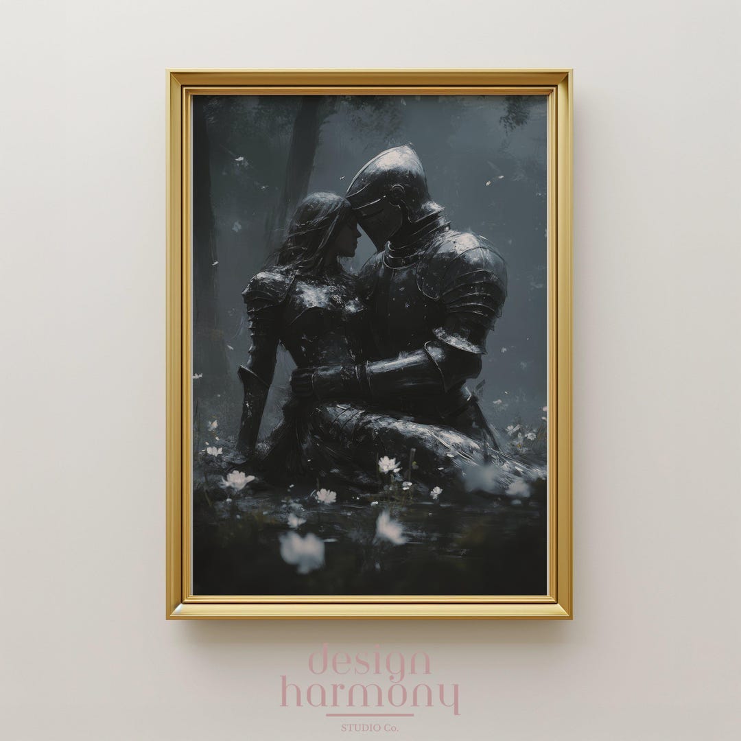 Knight and Maiden Art Print: Dark Romantic Renaissance Decor (digital ...