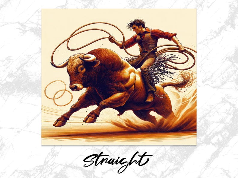 Sublimation Tumbler Design PNG - Rodeo Cowboy Bull Riding Art, Western ...