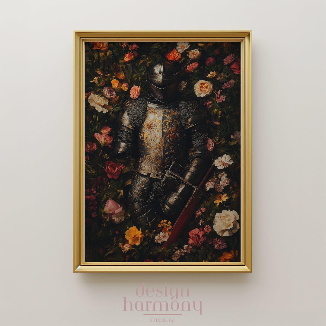 Knight in Floral Armour, Romantic Medieval Decor, Vintage Renaissance ...
