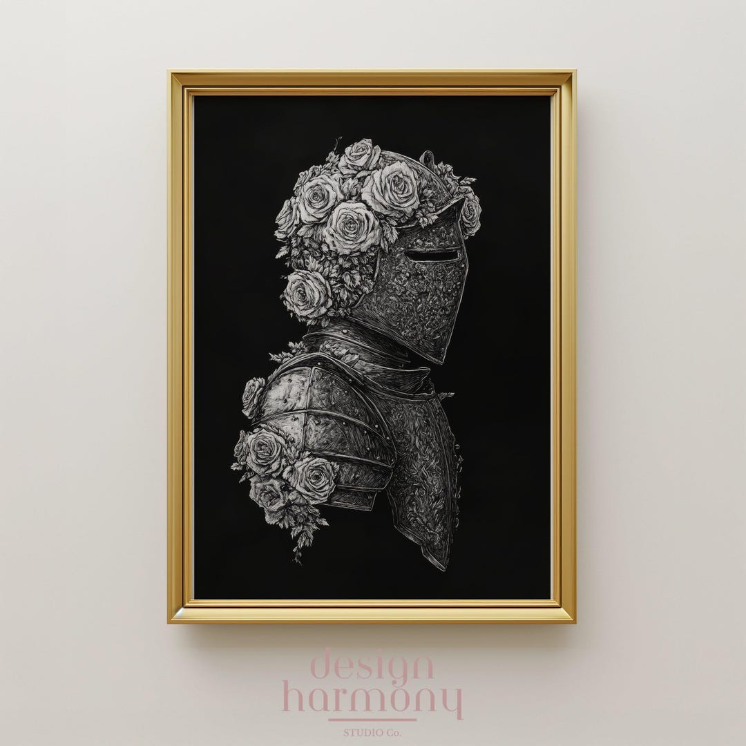 Knight in Armour With Roses, Romantic Medieval Decor, Vintage ...