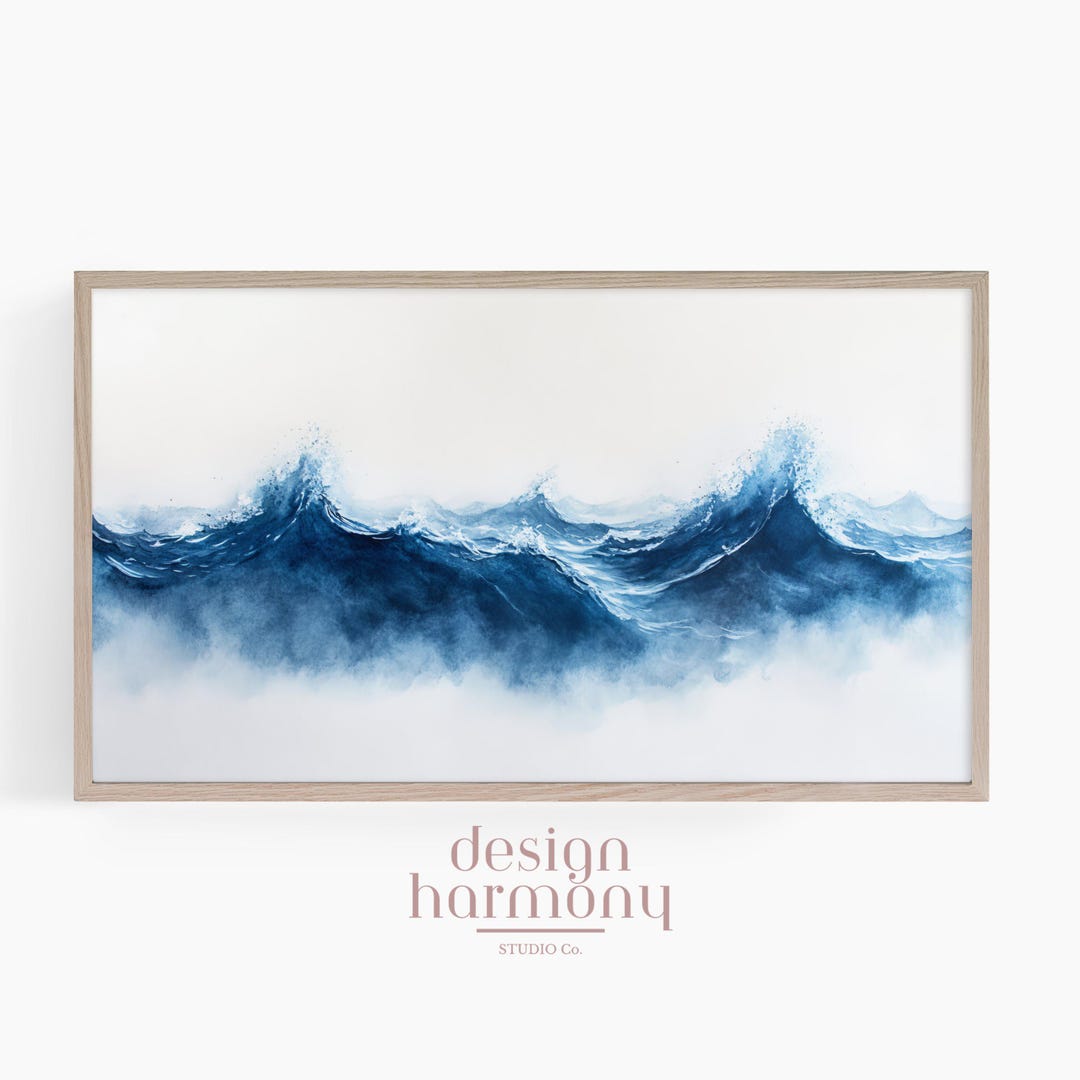 Ocean Waves, Watercolor, Blue and White, Digital Art for Samsung the ...