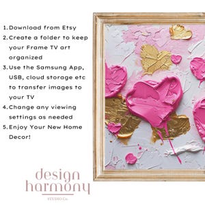 Valentine's Day Frame Tv Art, Pink Hearts, Gold, Abstract Art, Digital ...