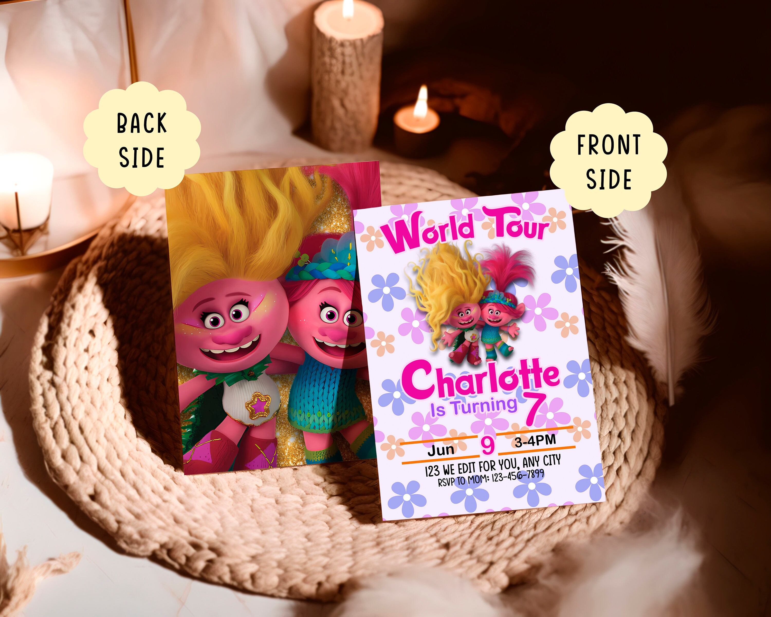 Poppy Invite Template, Trolls Party, Trolls, Girl Birthday, Editable ...