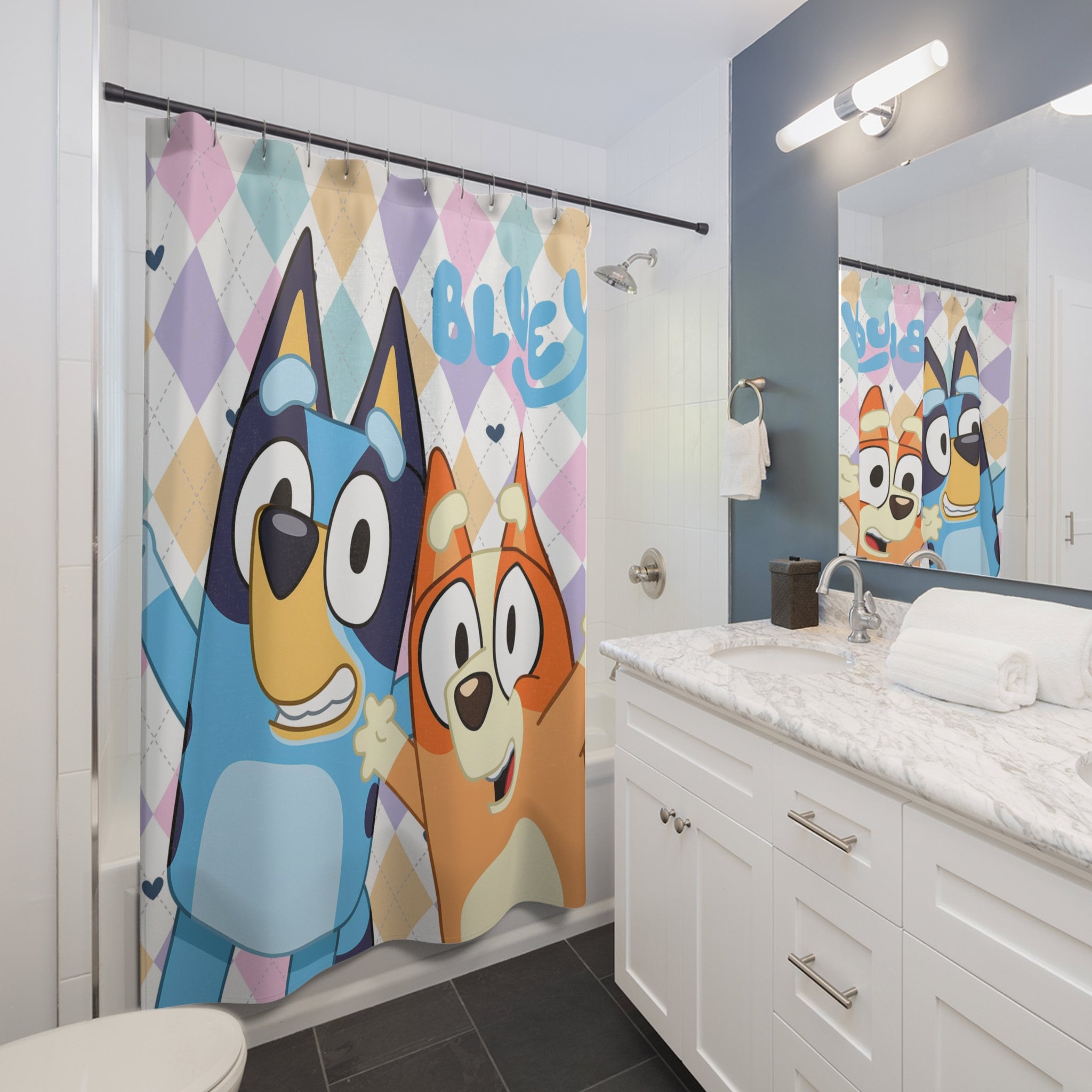 Bluey Shower Curtains, Shower Curtains Kids, Bluey and Family, Home ...