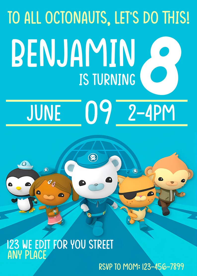 Editable Octonauts Invite, Printable Birthday Invitation, for Birthday ...