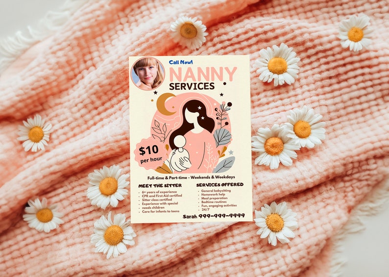 Editable Babysitter Flyer, Babysitter Printable, Nanny Fyler Template ...