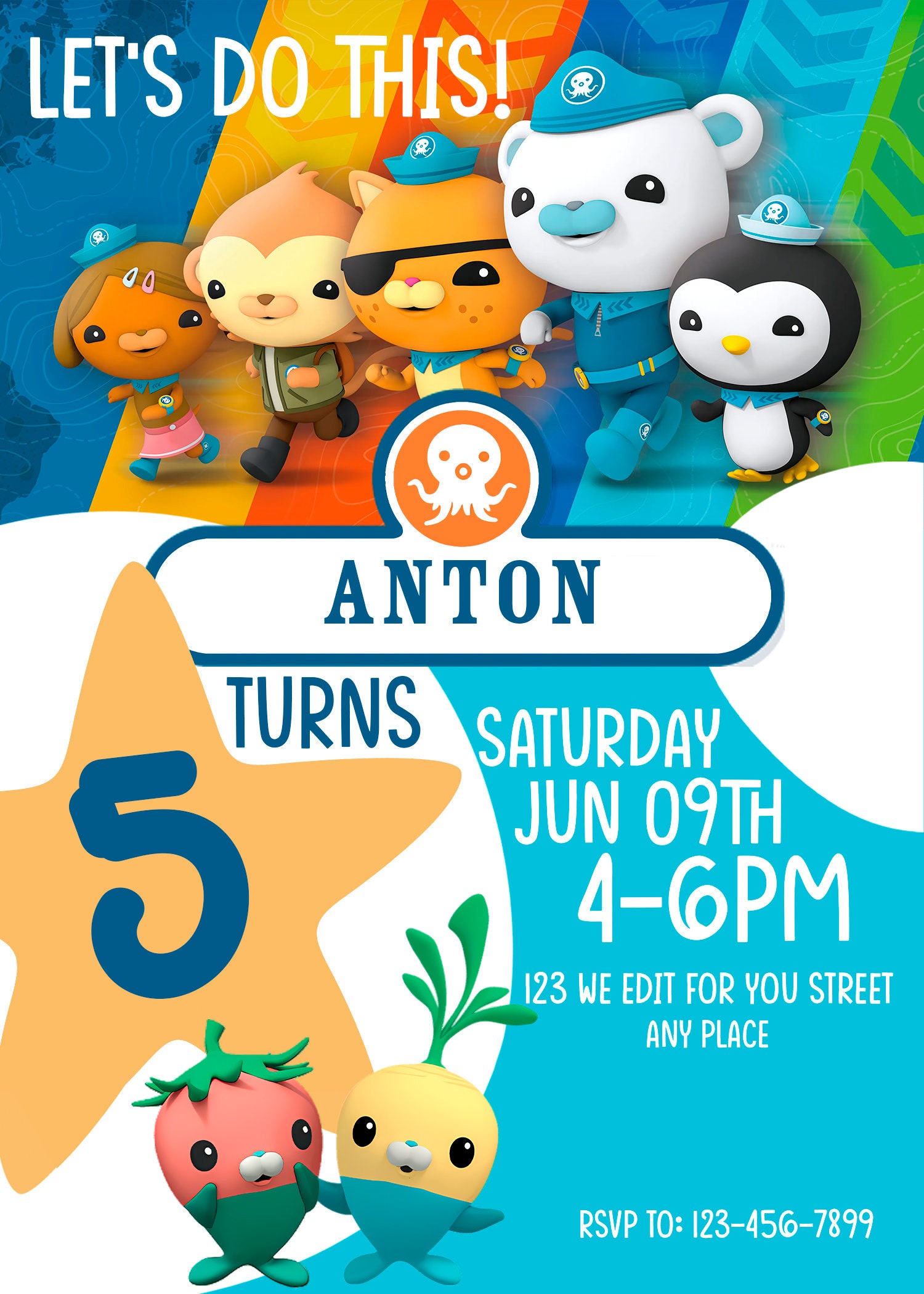 Editable Octonauts Invite, Printable Birthday Invitation, for Birthday ...
