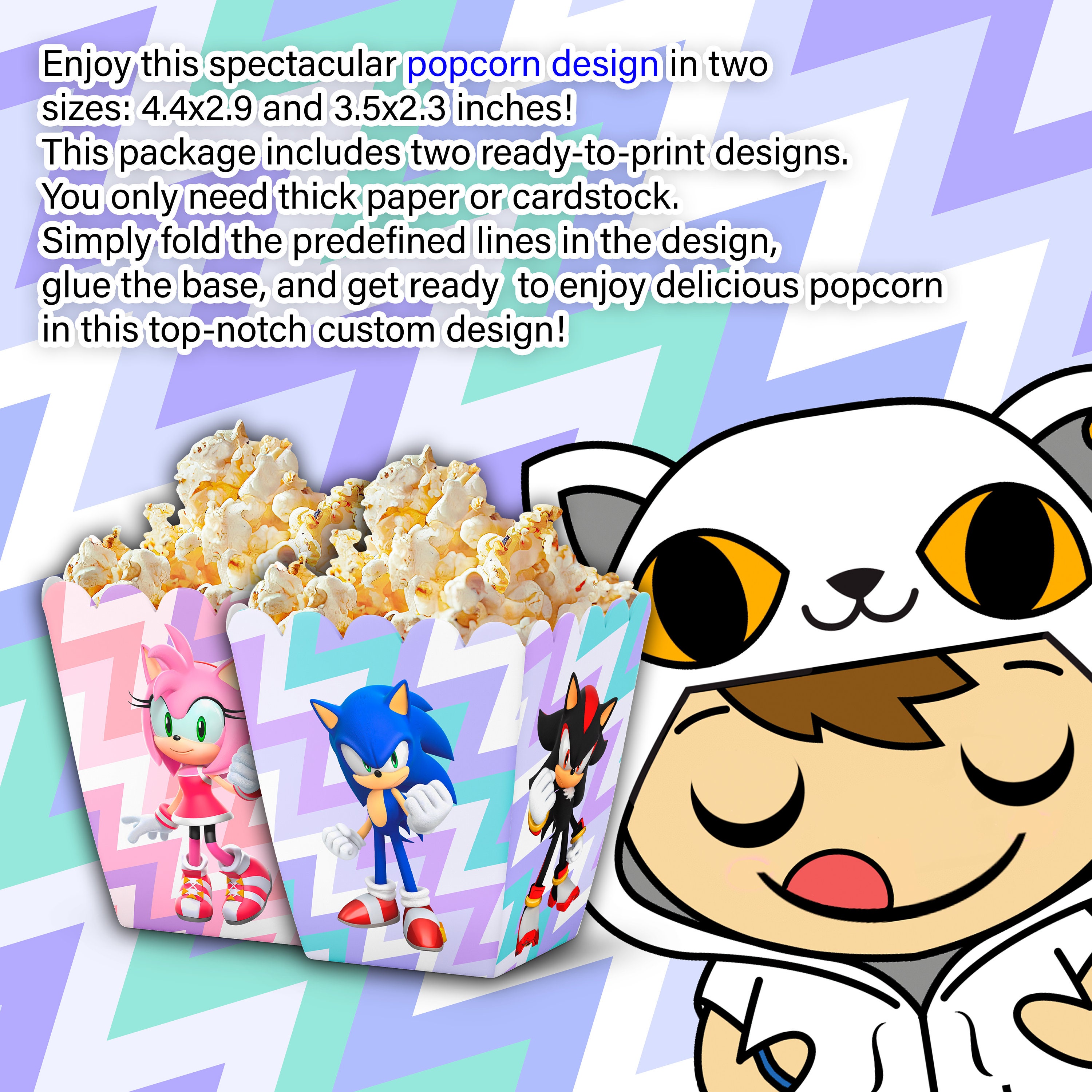 Sonic Birthday Party Supplie, Sonic Popcorn Designs, for Boy, Sonic ...