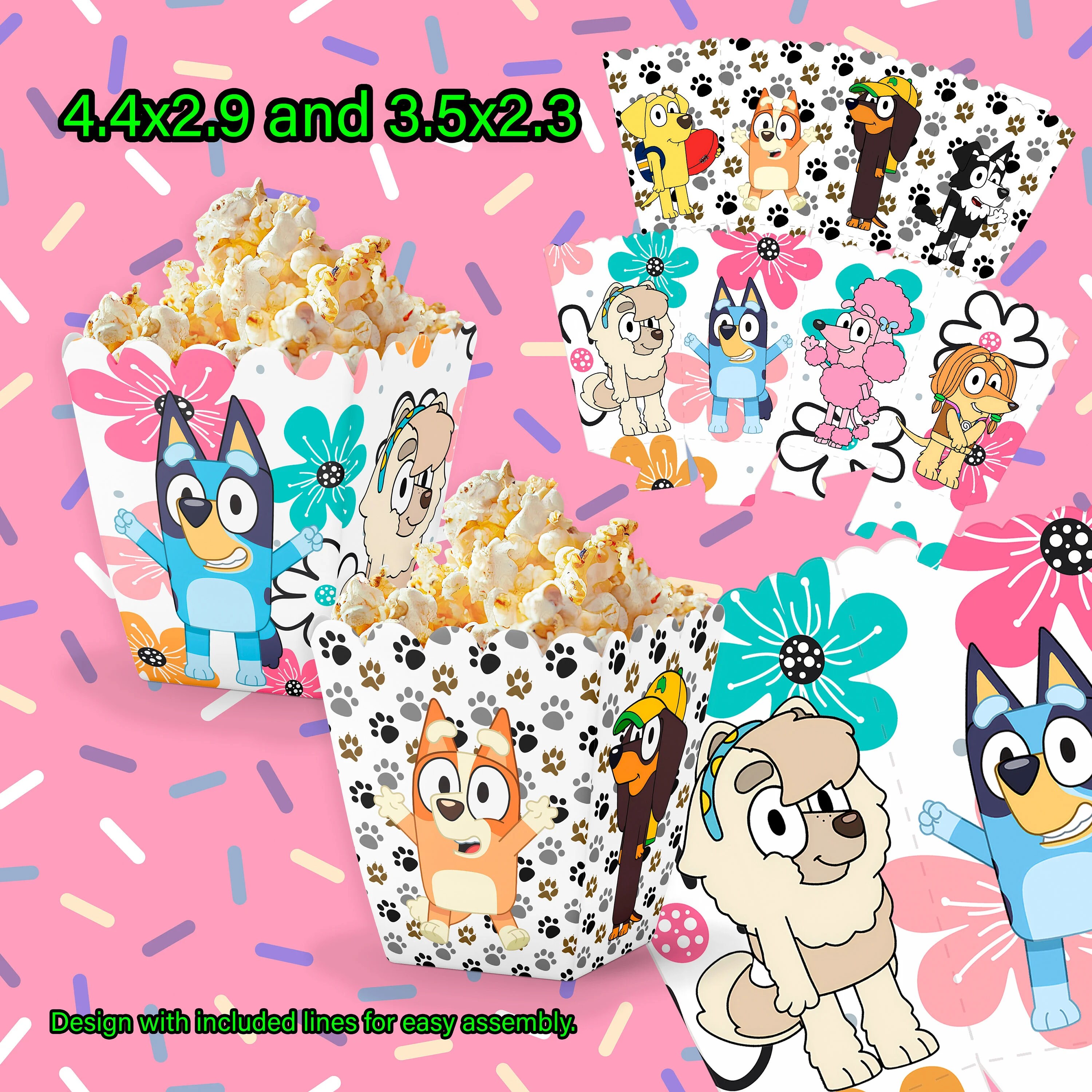 Bluey Birthday Party Supplie, Bluey Popcorn Designs, Party, Bluey ...