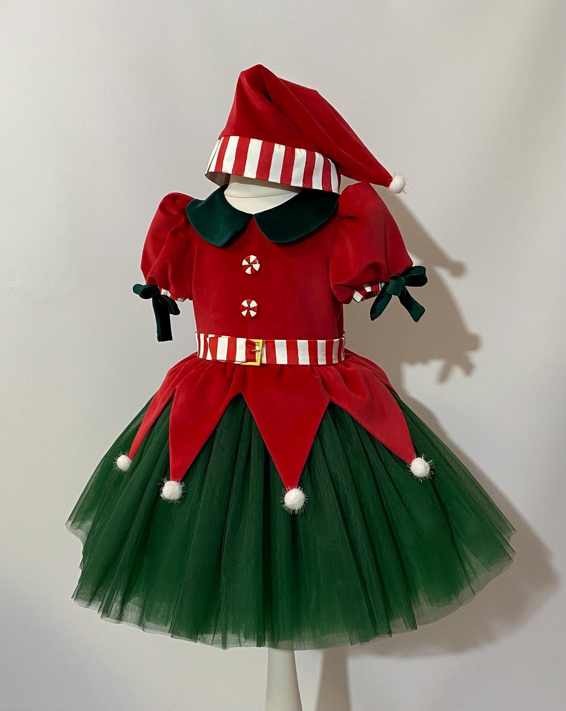 Christmas Elf Girl Costume With Dress, Hat, Perfect Christmas Holiday ...