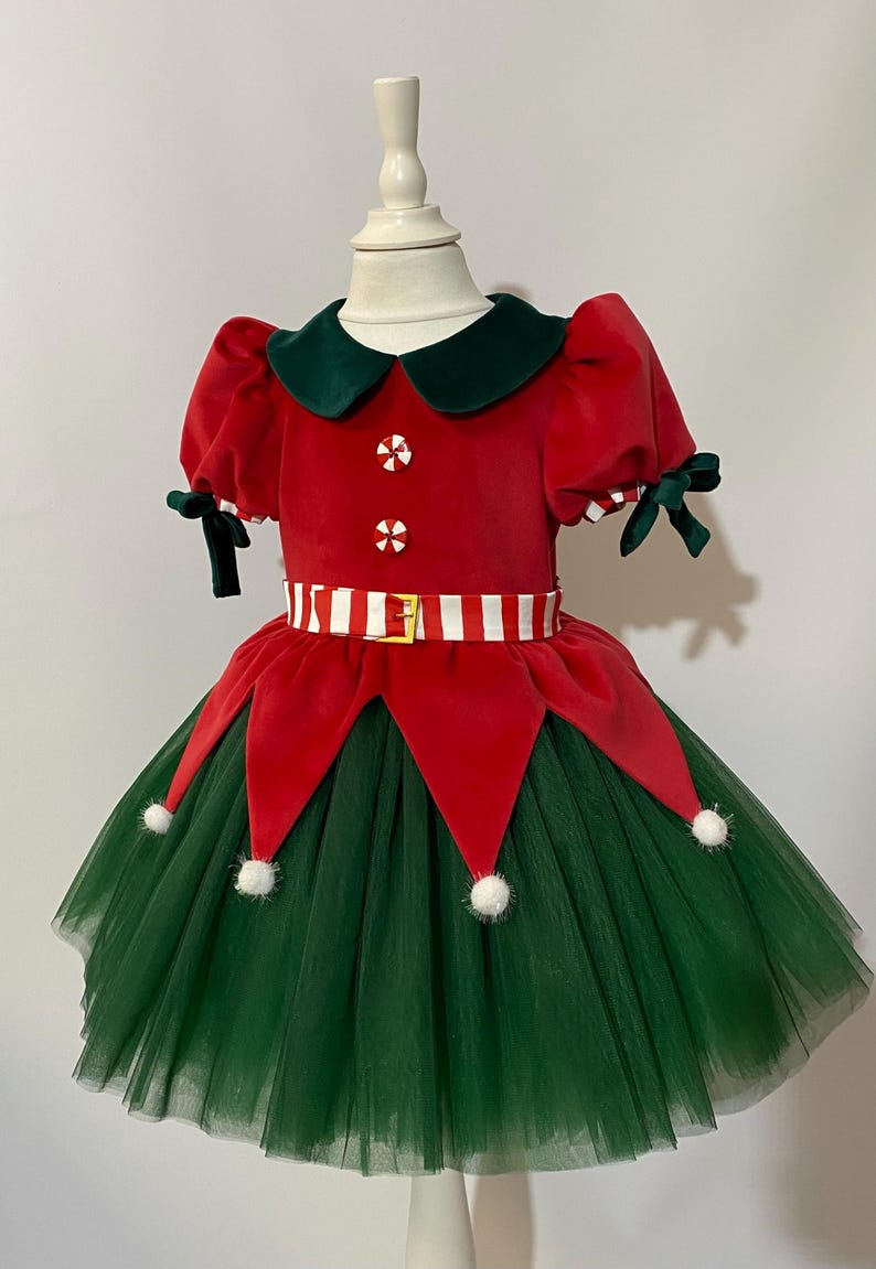 Christmas Elf Girl Costume With Dress, Hat, Perfect Christmas Holiday ...