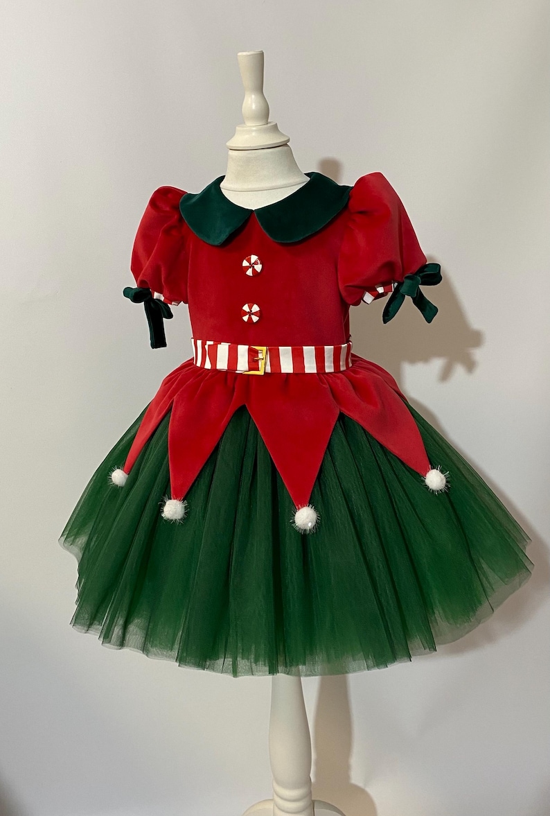Christmas Elf Girl Costume With Dress, Hat, Perfect Christmas Holiday ...