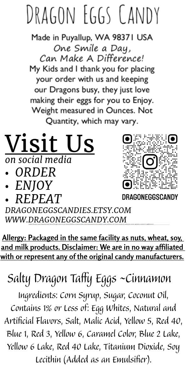 Salty Dragon Taffy Eggs Cinnamon Freeze Dried Candy - Etsy