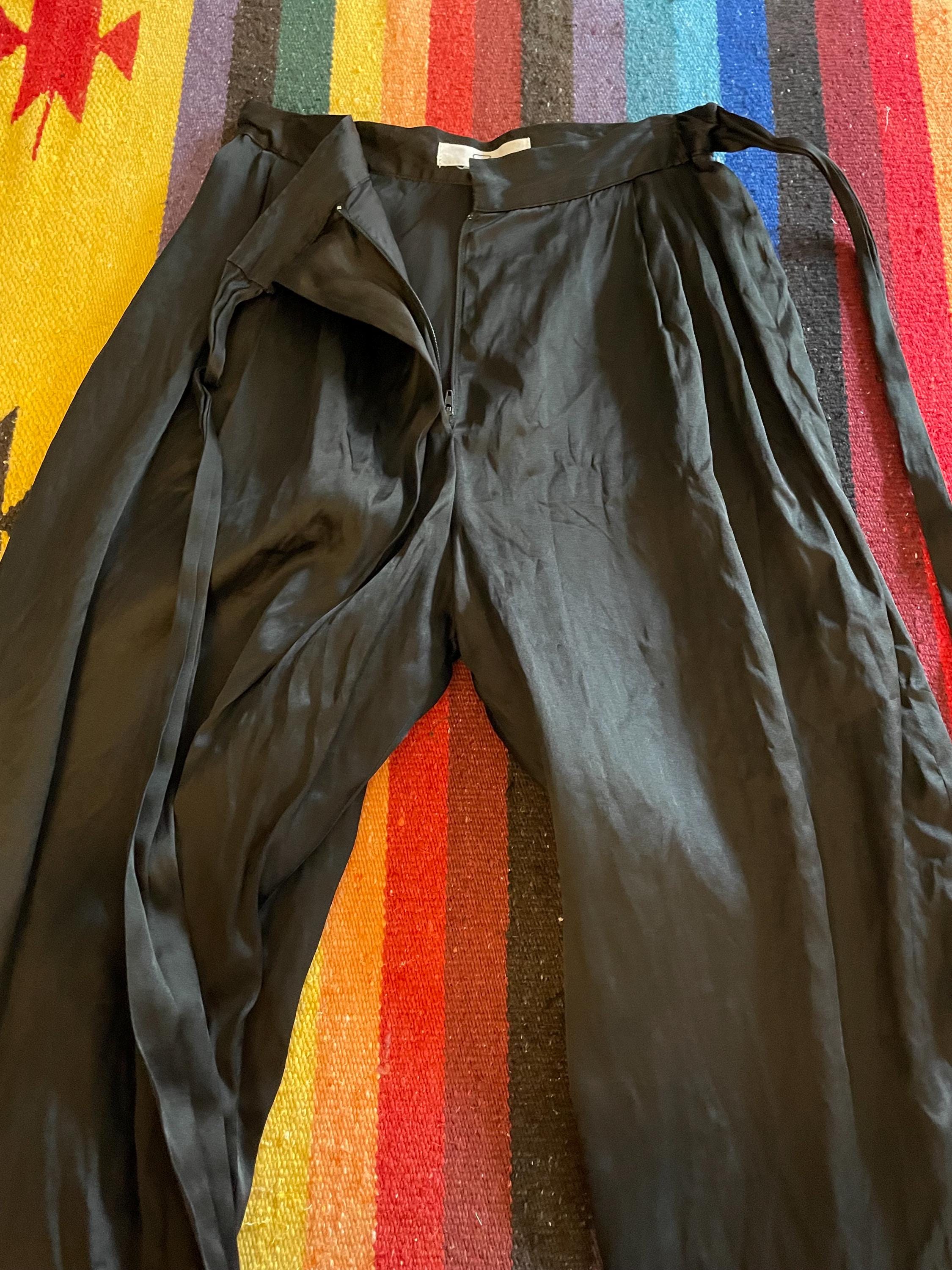 80’s Black Satin Parachute Pants 80’s Black Silk Wrap Pants 80’s Satin ...