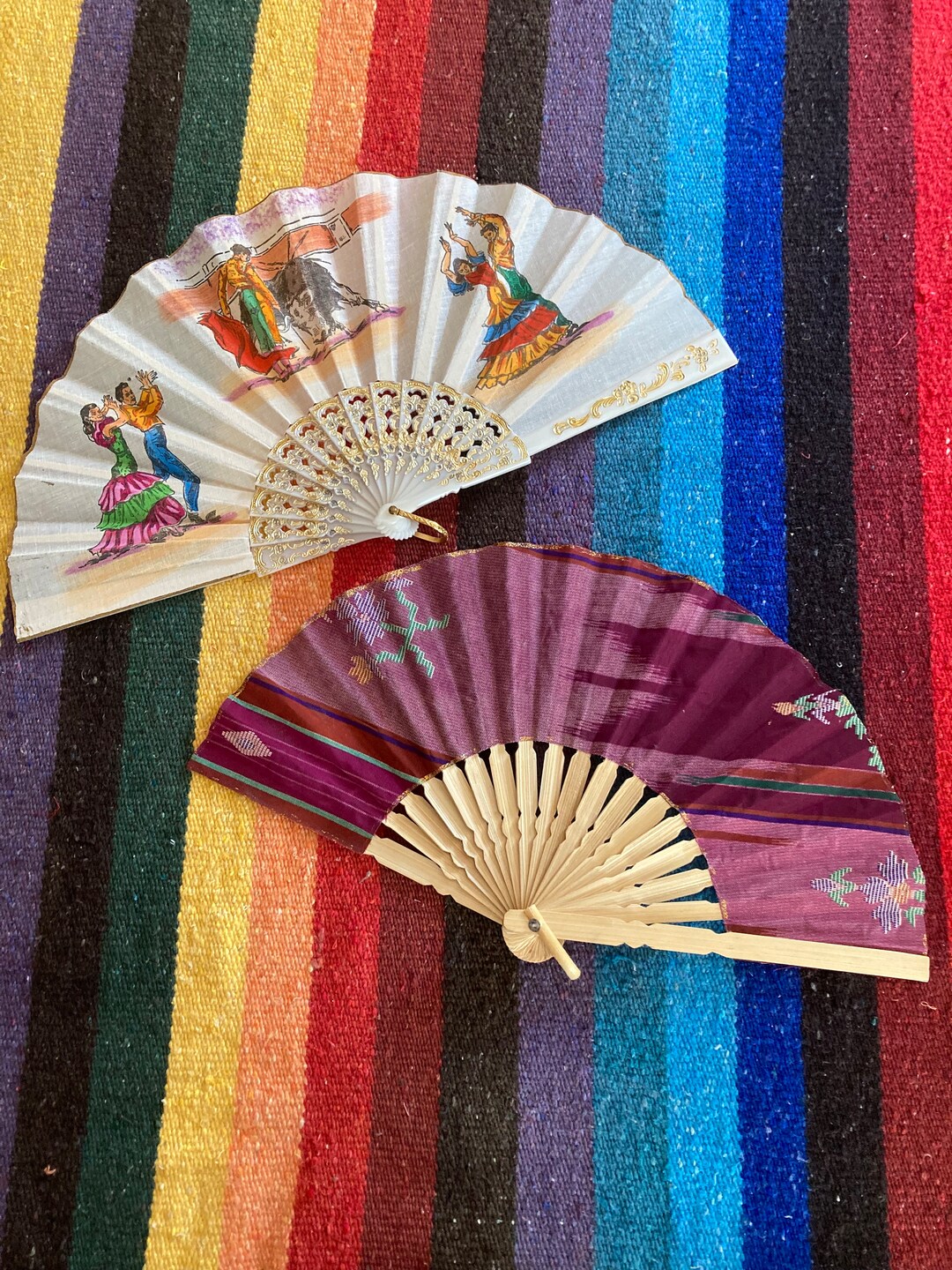 Vintage Mexican Spanish Hand Fans Set of Two Vintage Fans - Etsy