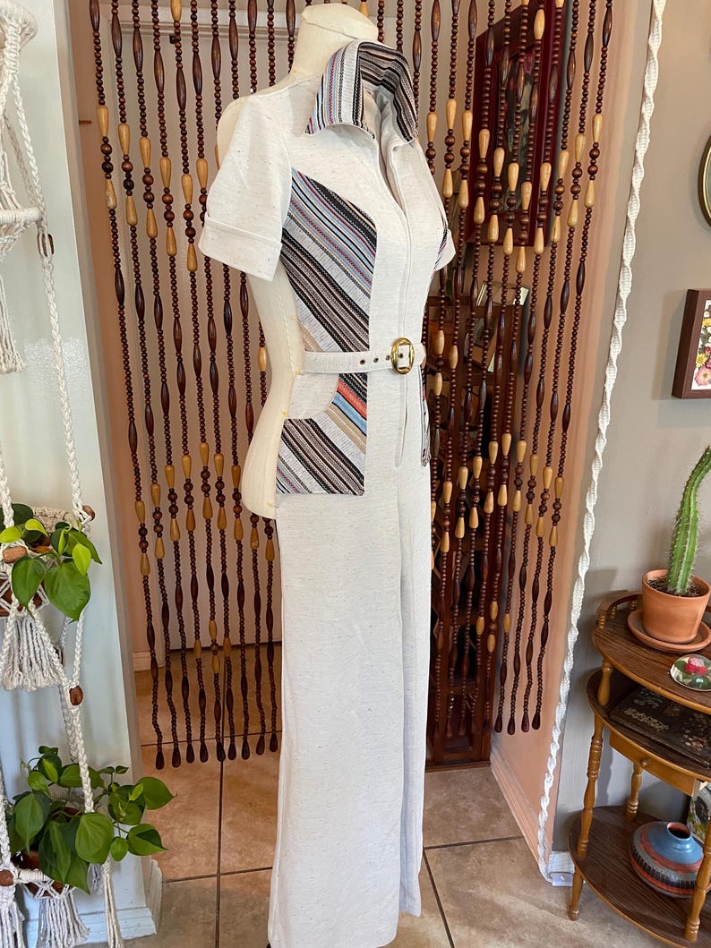 Groovy 70s Polyester Jumpsuit RARE 70s Jumper With Belt Chelsea Collar ...
