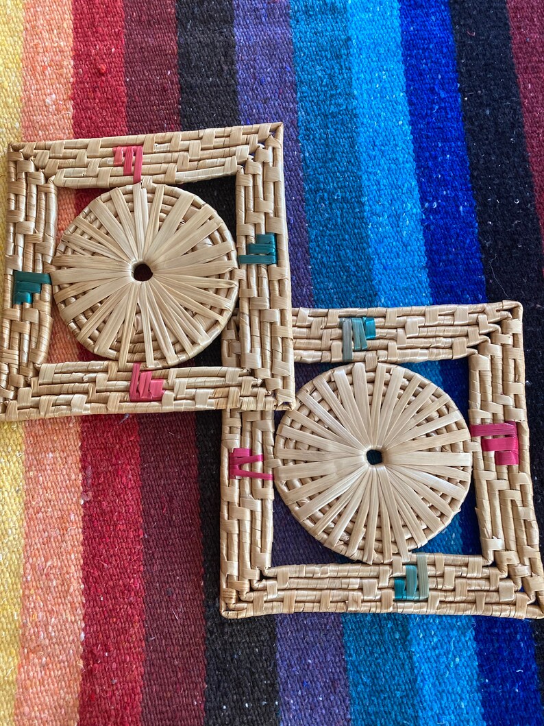 60’s 70’s Wicker Hot Pads Vintage Trivets Vintage Pot Holders 70’s ...