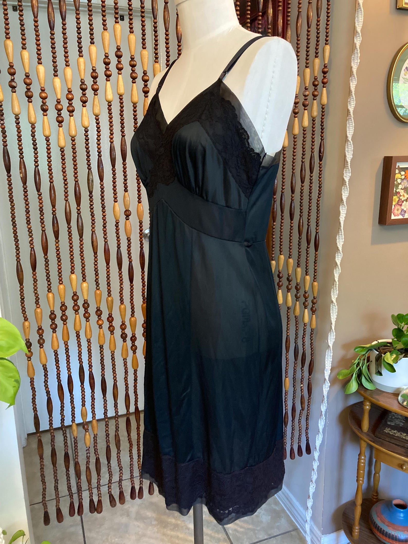1950s Black Slip 50s Lingerie Vintage Slip 50s Loungewear Old Hollywood Slip Boho Slip Dress 50s ...