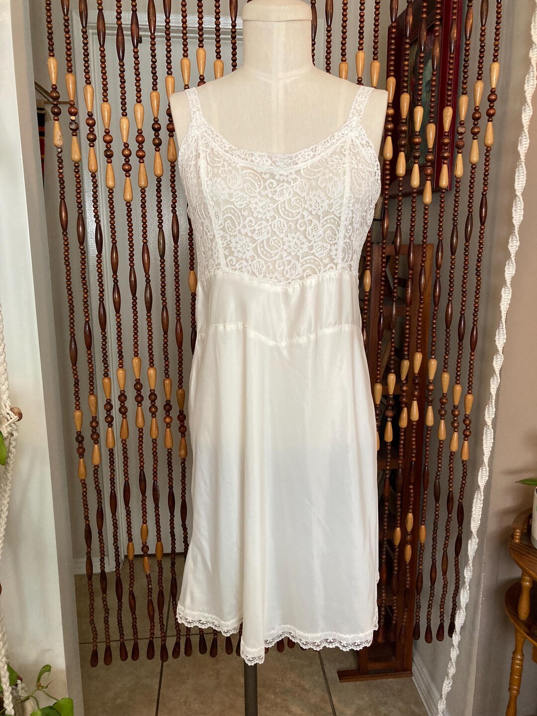 1930’s Basque Waist Satin Slip 1930’s Slip 1930’s Nightgown 30’s Cream ...