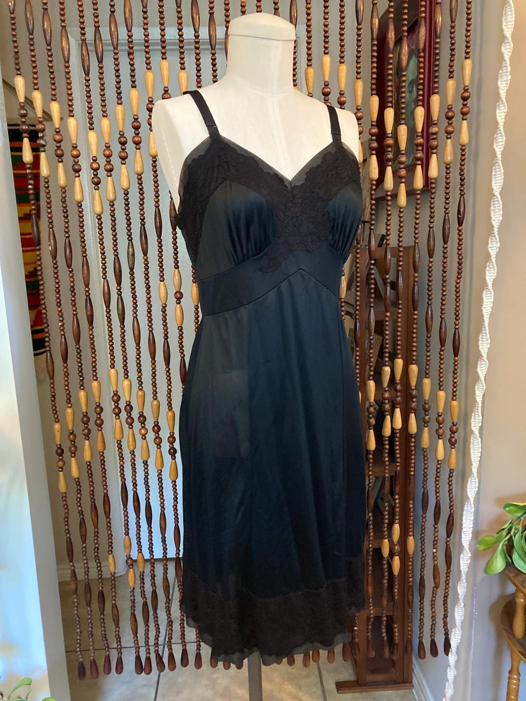 1950s Black Slip 50s Lingerie Vintage Slip 50s Loungewear Old Hollywood Slip Boho Slip Dress 50s ...