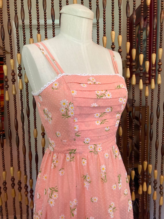 70’s cottagecore sleeveless sundress 70’s summer dres… - Gem