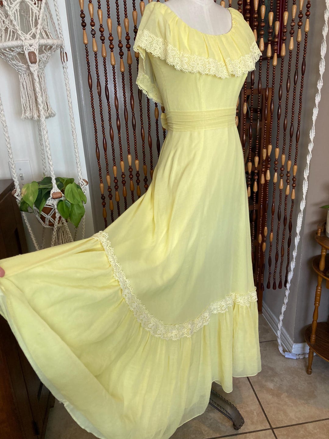 70’s Yellow Cotton Dress 70’s Cottagecore Prairie Dress 70’s Gunne Sax ...