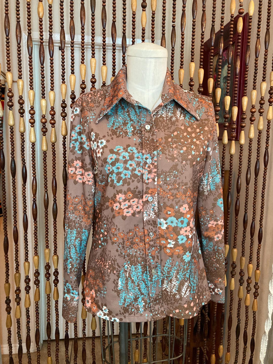 Chelsea Collar 70s Blouse 70s Button Down Floral Shirt 70s Floral ...