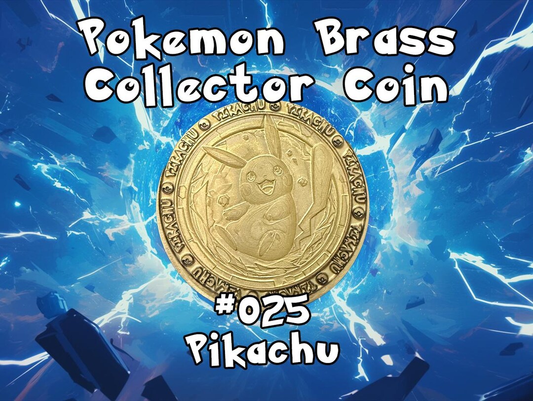 Engraved Brass Pikachu Coin – 40mm Collectible With Optional ...