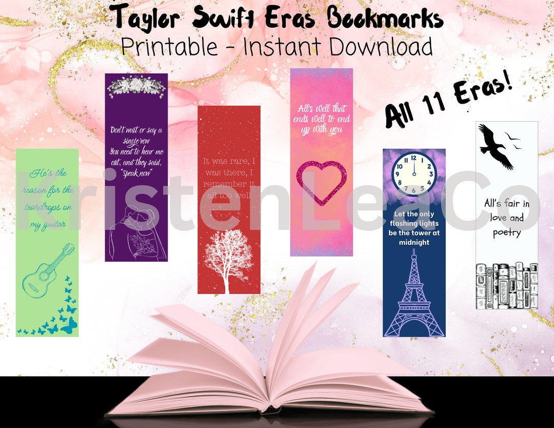 Taylor Swift Eras Bookmarks Digital Download Printable - Etsy