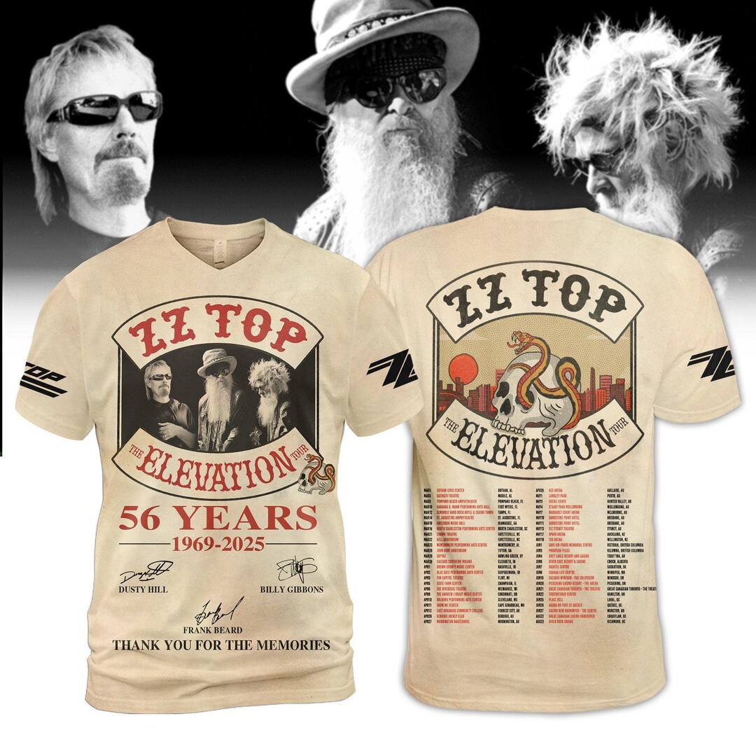 Zz Top Tour 2025 Shirt, the Elevation Tour Hoodie, Zz Top World Tour ...