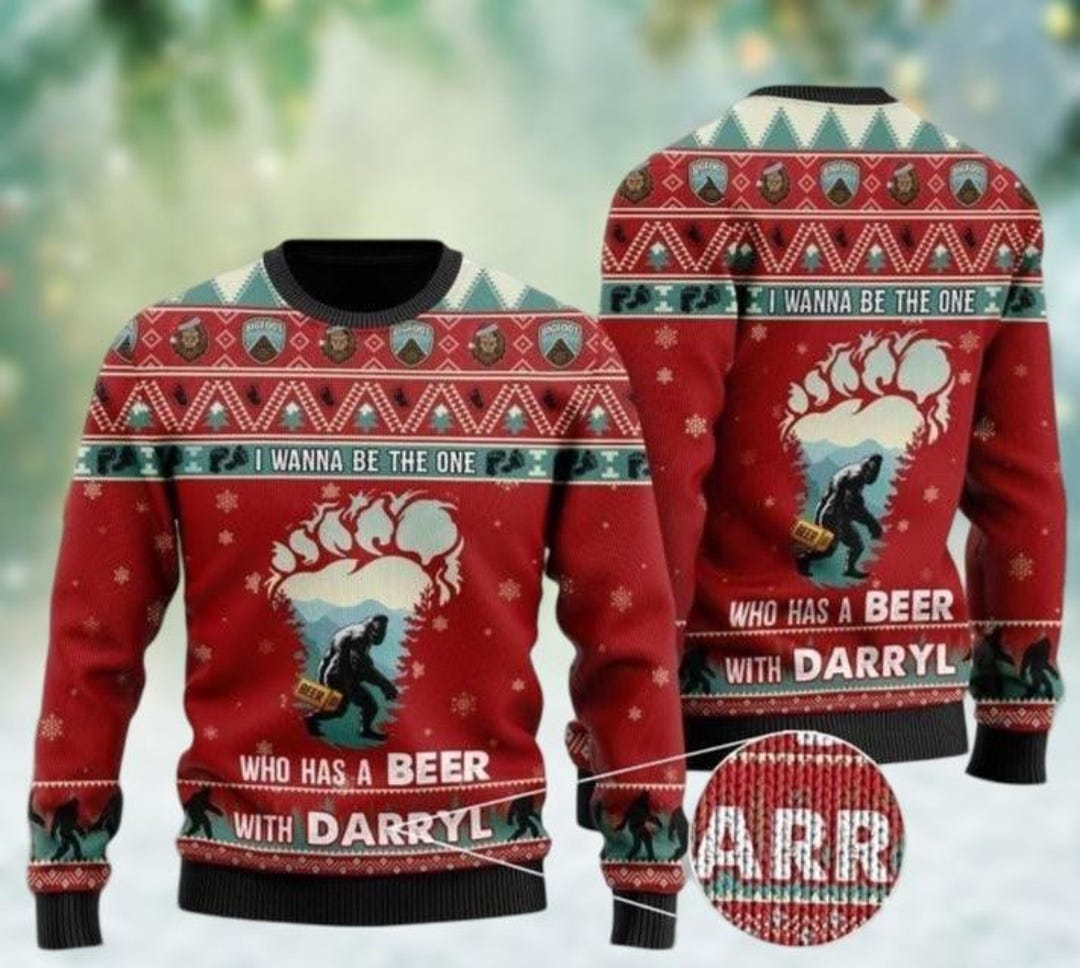 Bigfoot Ugly Sweater, Sasquatch Xmas Sweater, Beer Sweater for Men ...