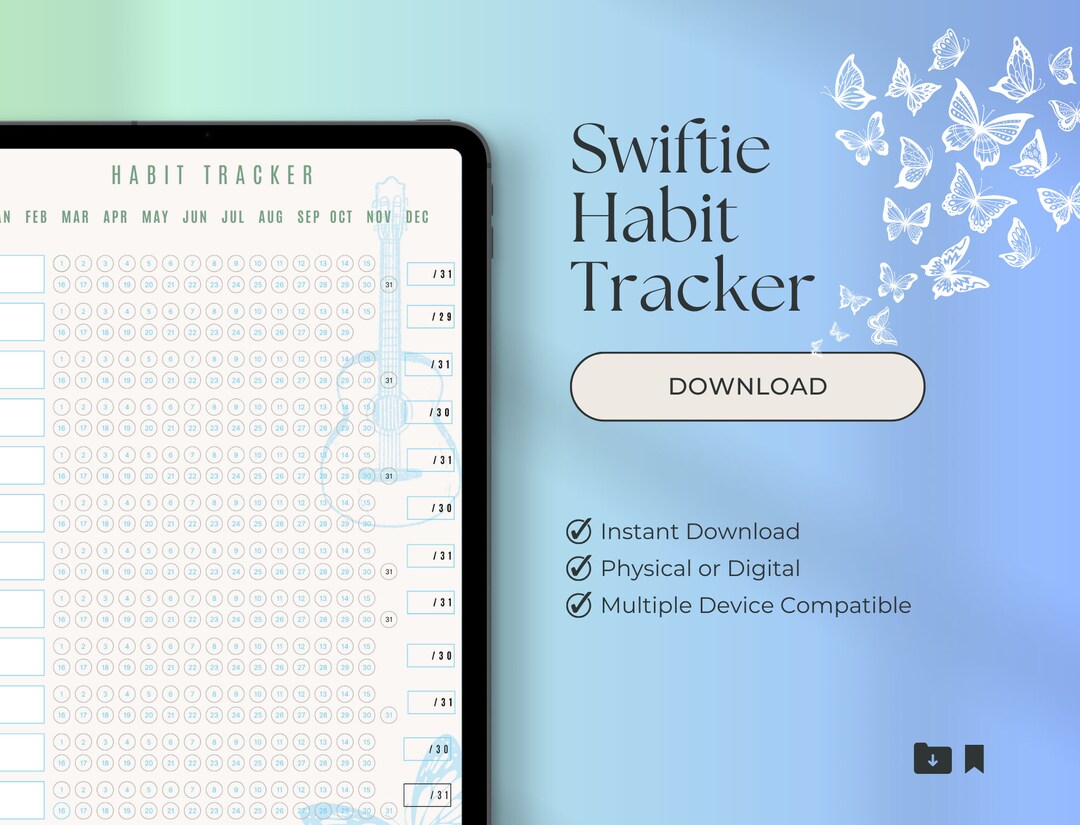 Swiftie Habit Tracker - DIGITAL + PRINTABLE - Monthly - Monthly Goals ...