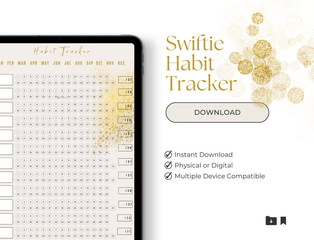 Swiftie Habit Tracker - DIGITAL + PRINTABLE - Monthly - Monthly Goals ...
