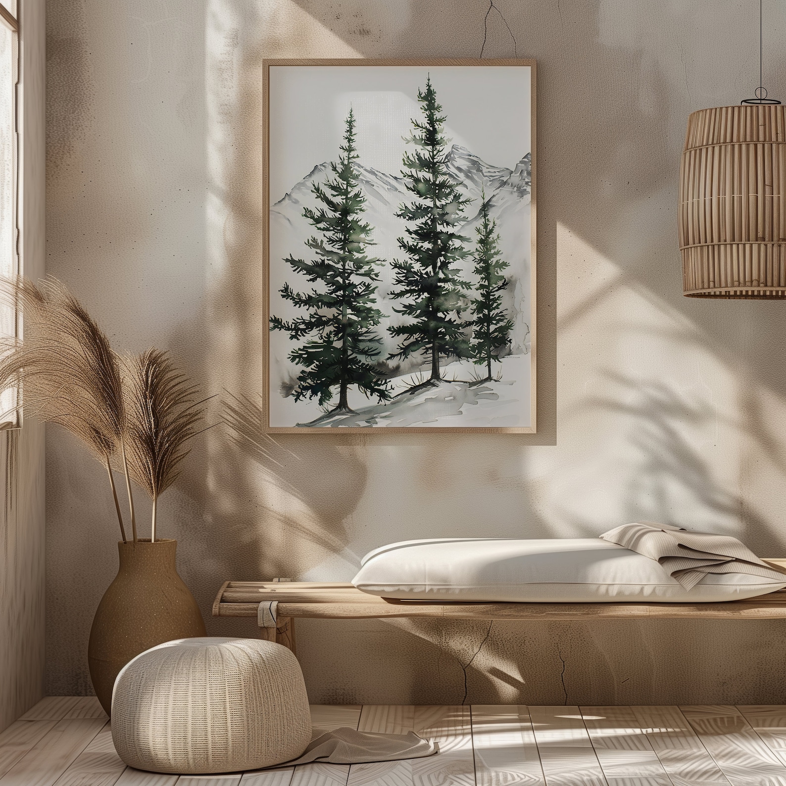 Pine Tree Painting Tree Wall Art Nature Wall Decor Pine Tree Art Home ...