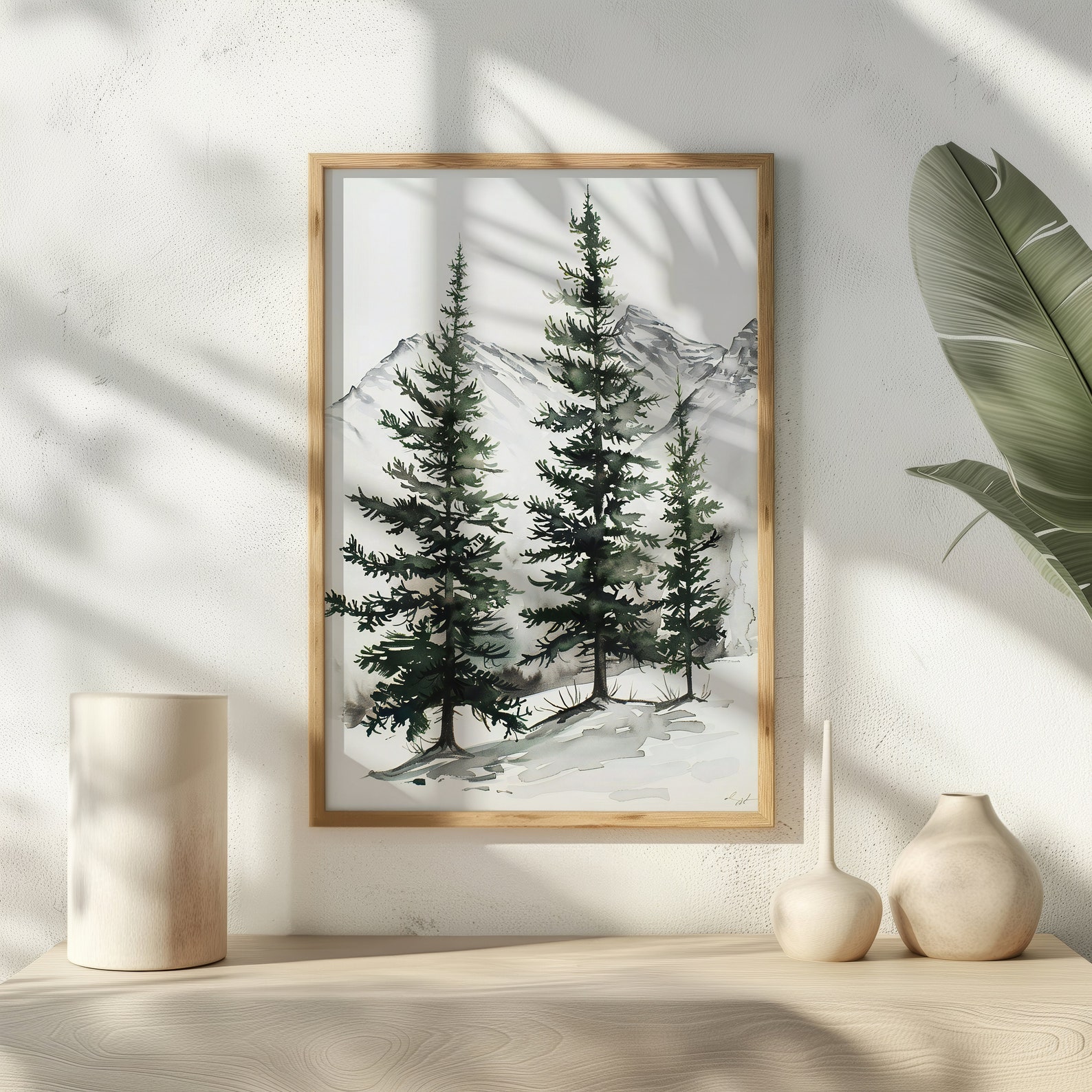 Pine Tree Painting Tree Wall Art Nature Wall Decor Pine Tree Art Home ...
