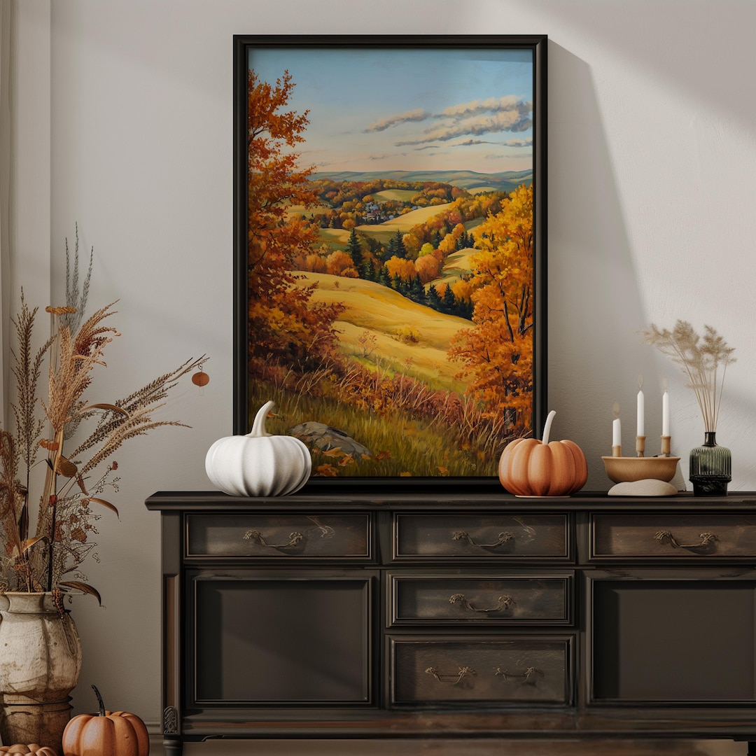 Autumn Foliage Art Print Modern Painting Mountains Fall Landscape Wall ...