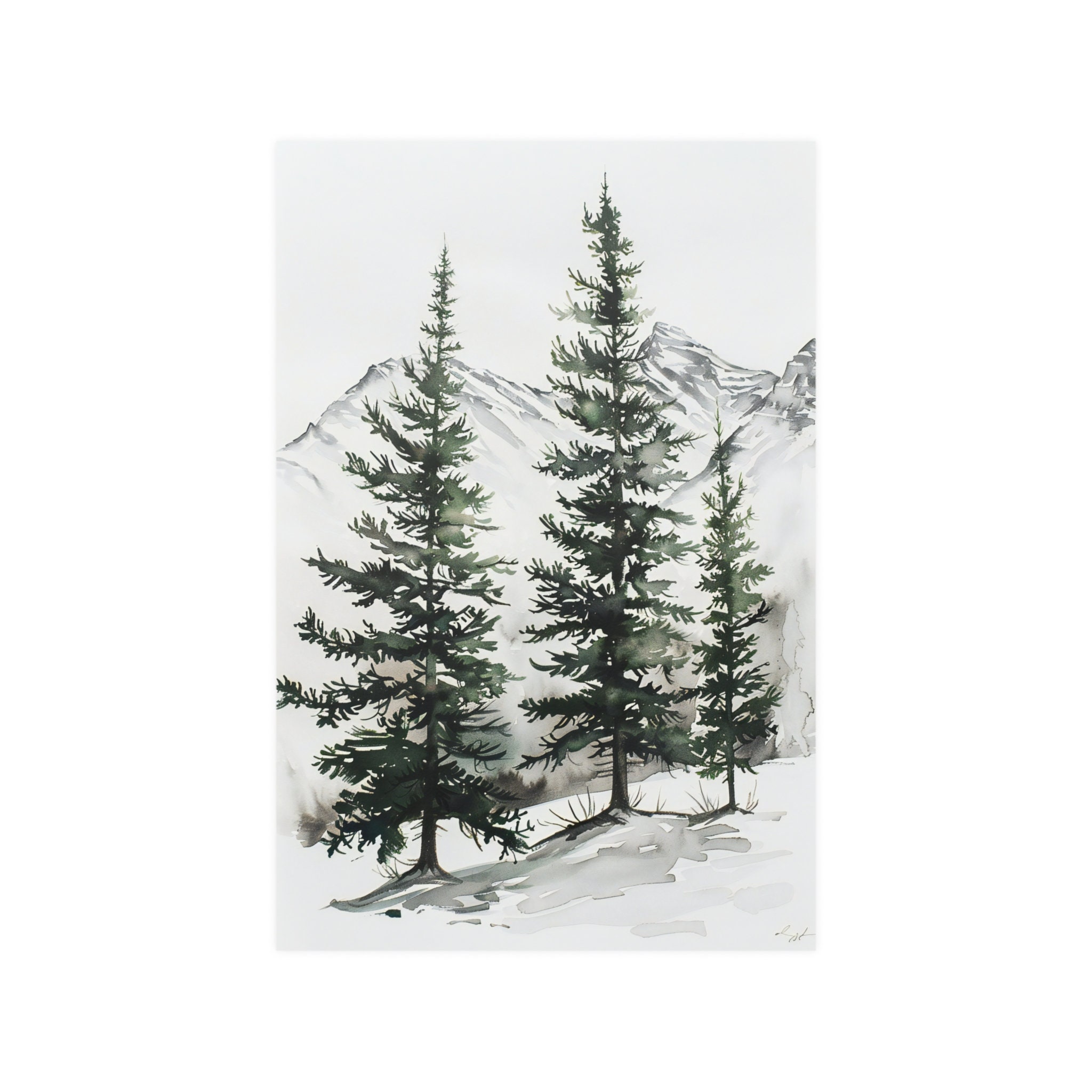 Pine Tree Painting Tree Wall Art Nature Wall Decor Pine Tree Art Home ...