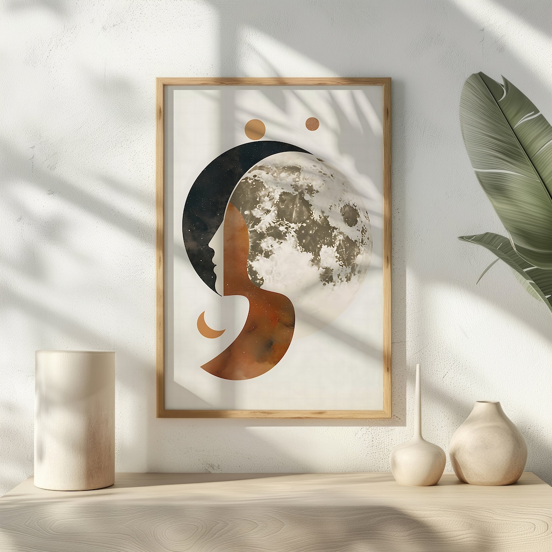 Moon Art Print Abstract Wall Art Wall Decor Moon Art Boho Home Decor ...
