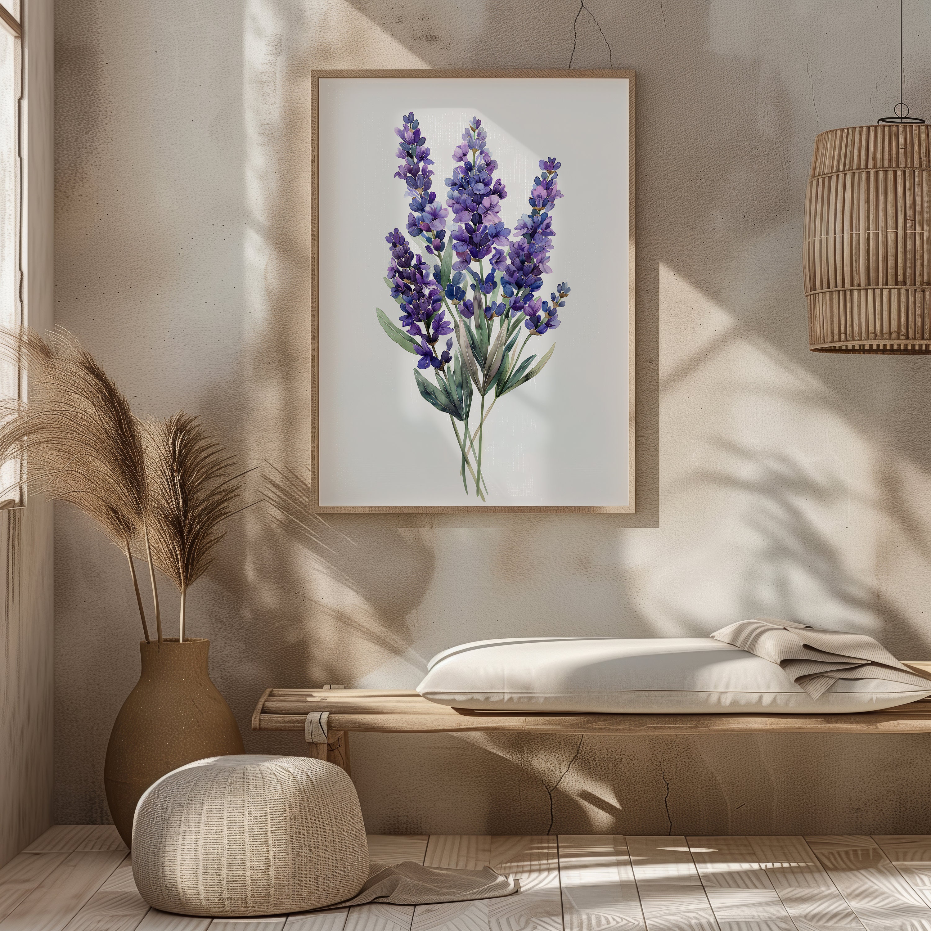 Watercolor Flower Painting Lavender Wall Art Lavender Wall Decor Flower ...