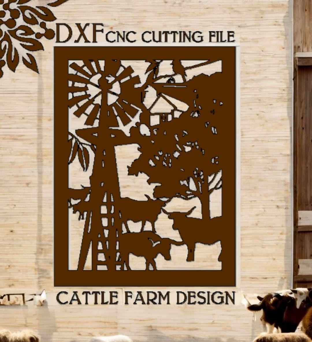 Cattle Farm DXF CNC CUTTINGFILE - Farm Designs - Laser, Plasma, Cricut ...