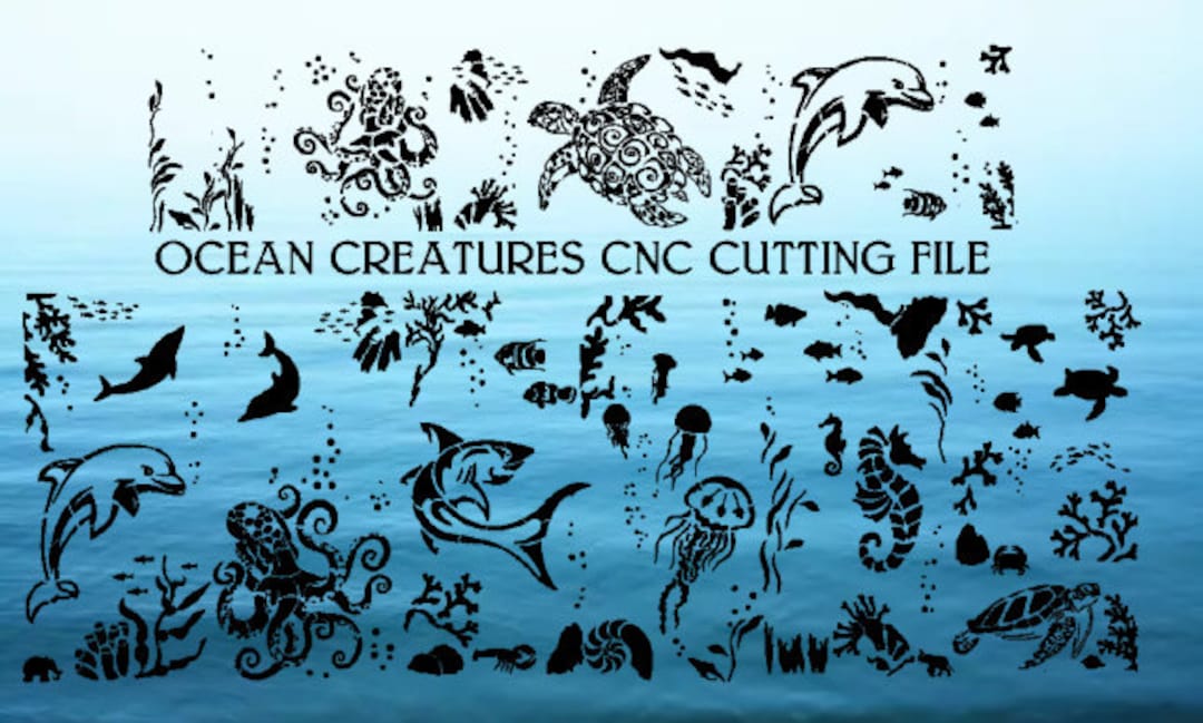 CNC CUTTING FILE - Dxf Ocean Creatures, Sea Life - Bundle Pack ...