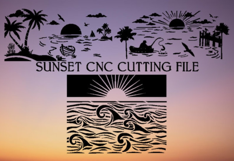 CNC CUTTING FILE - Dxf Sunset Design - Bundle Pack - Download Digital ...